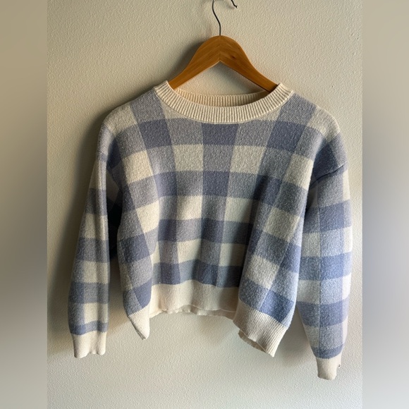 Dazy | Sweaters | Light Blue Cropped Gingham Pattern | Poshmark